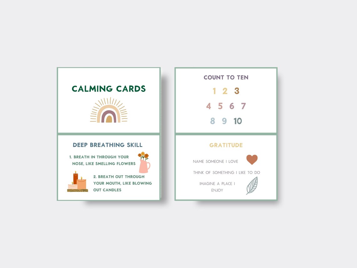 Calming Cards for Children Printable Toddler Cards Preschooler Coping ...
