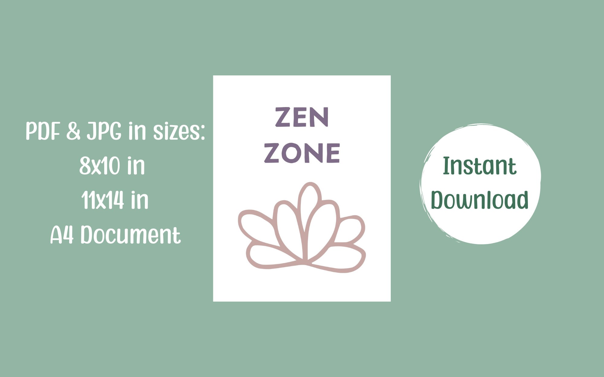 Zen Zone Poster | Digital Download | Lotus Flower Art | Calm Corner ...