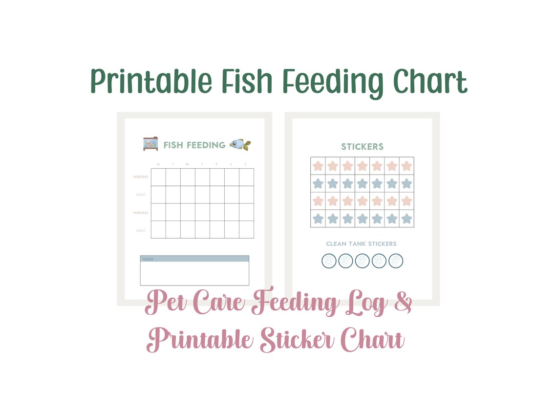 Printable Fish Chart | Fish Feeding Log for Kids | Sticker Chart | Pet ...