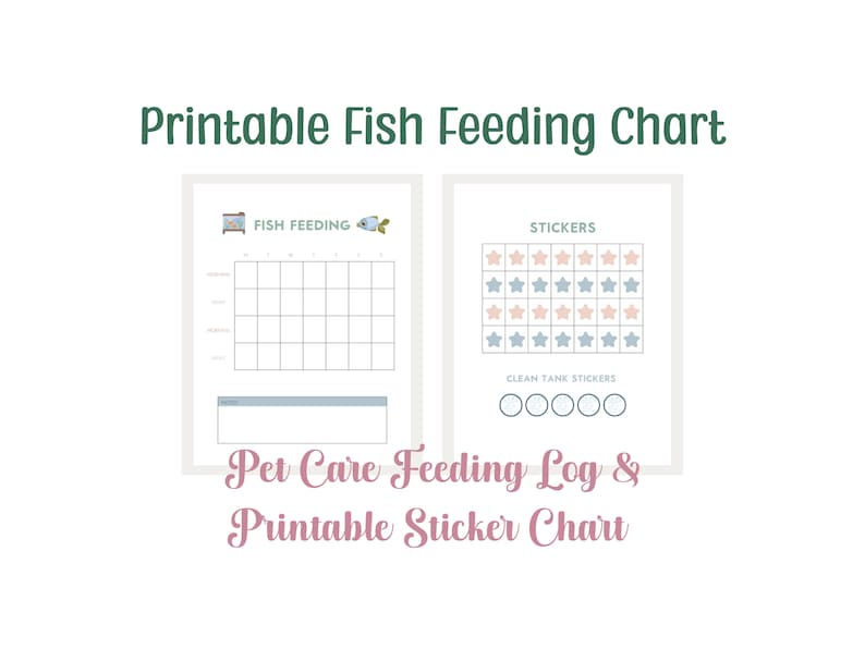 Printable Fish Chart | Fish Feeding Log for Kids | Sticker Chart | Pet ...