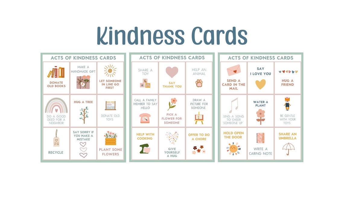 Acts of Kindness Cards | Printable Toddler Cards | Preschool Kindness ...
