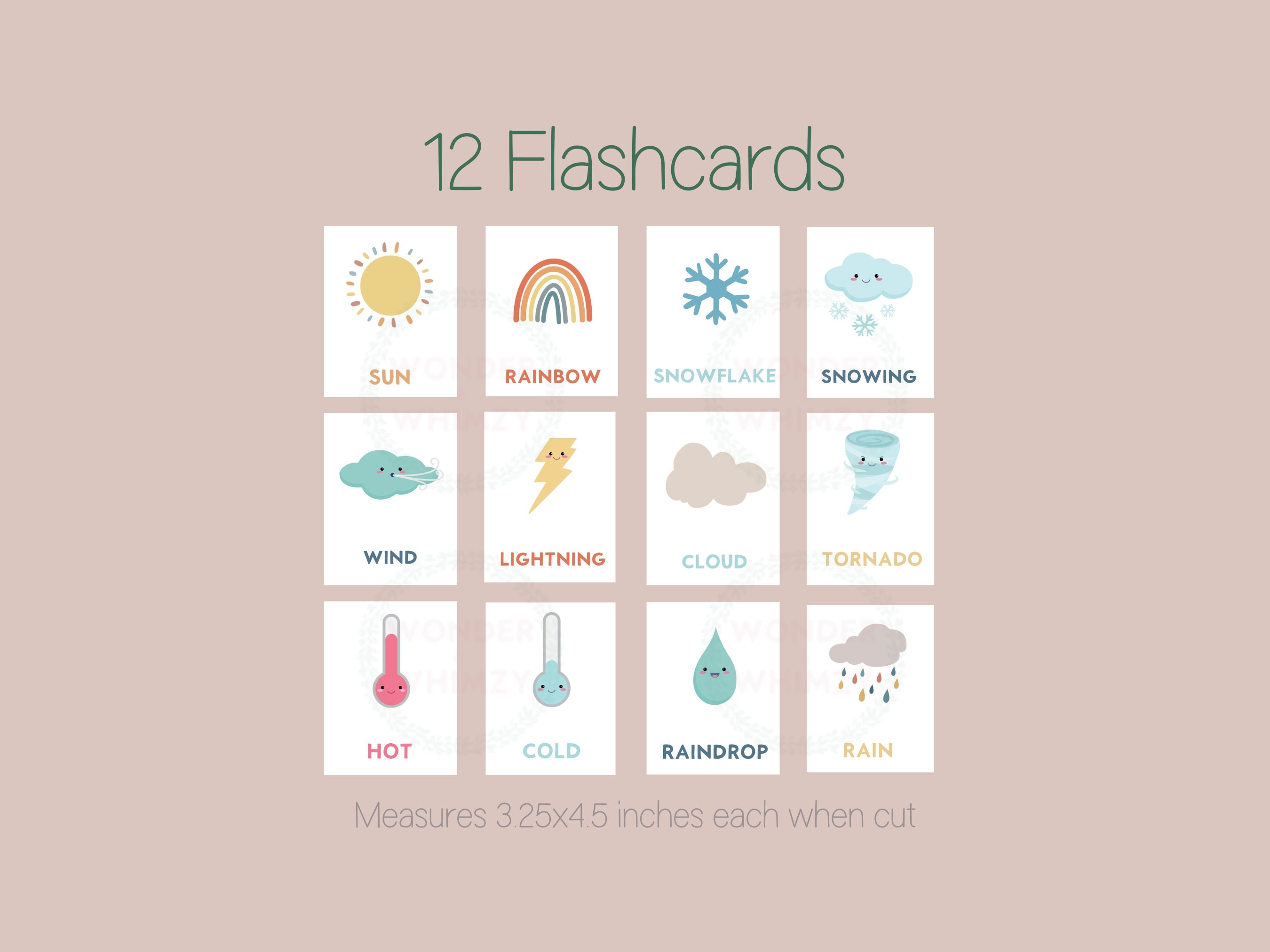 Weather Flashcards Printable Flash Cards Educational Prints for Kids - Etsy