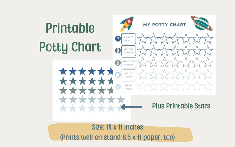 Potty Training Chart Bundle: Reward Chart, Potty Training Flash Cards ...