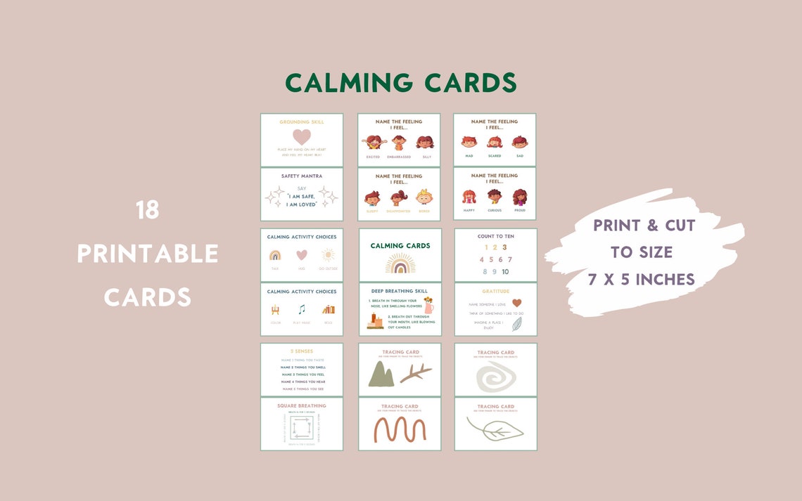Calming Cards for Children Printable Toddler Cards | Etsy