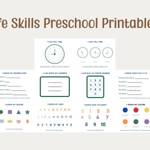 Life Skills Preschool Printables Kids Worksheets Instant - Etsy