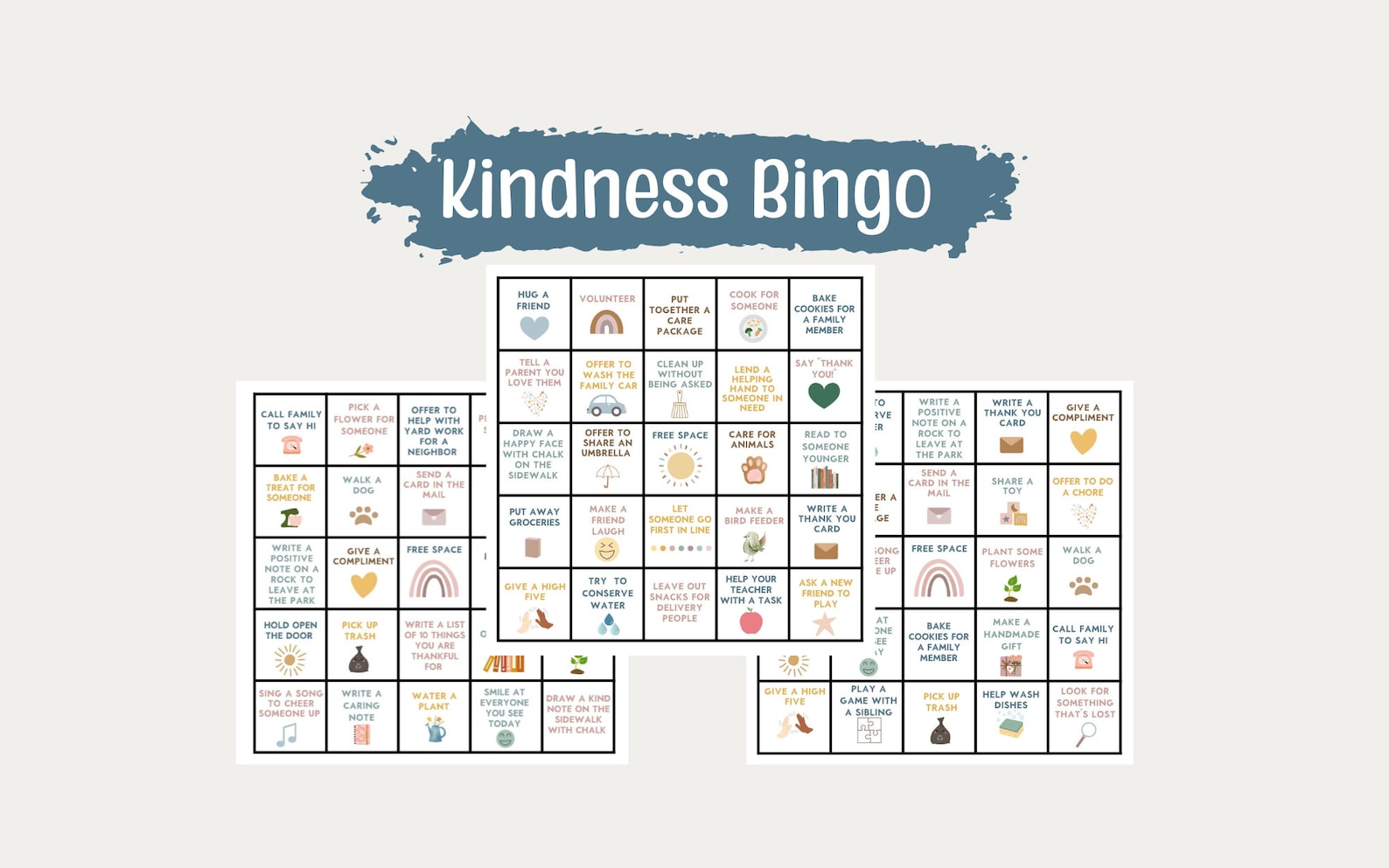 Printable Kindness Bingo With Variations for Kids to Encourage Random ...