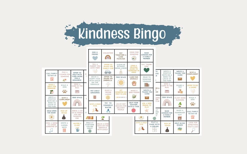 Printable Kindness Bingo With Variations for Kids to Encourage Random ...