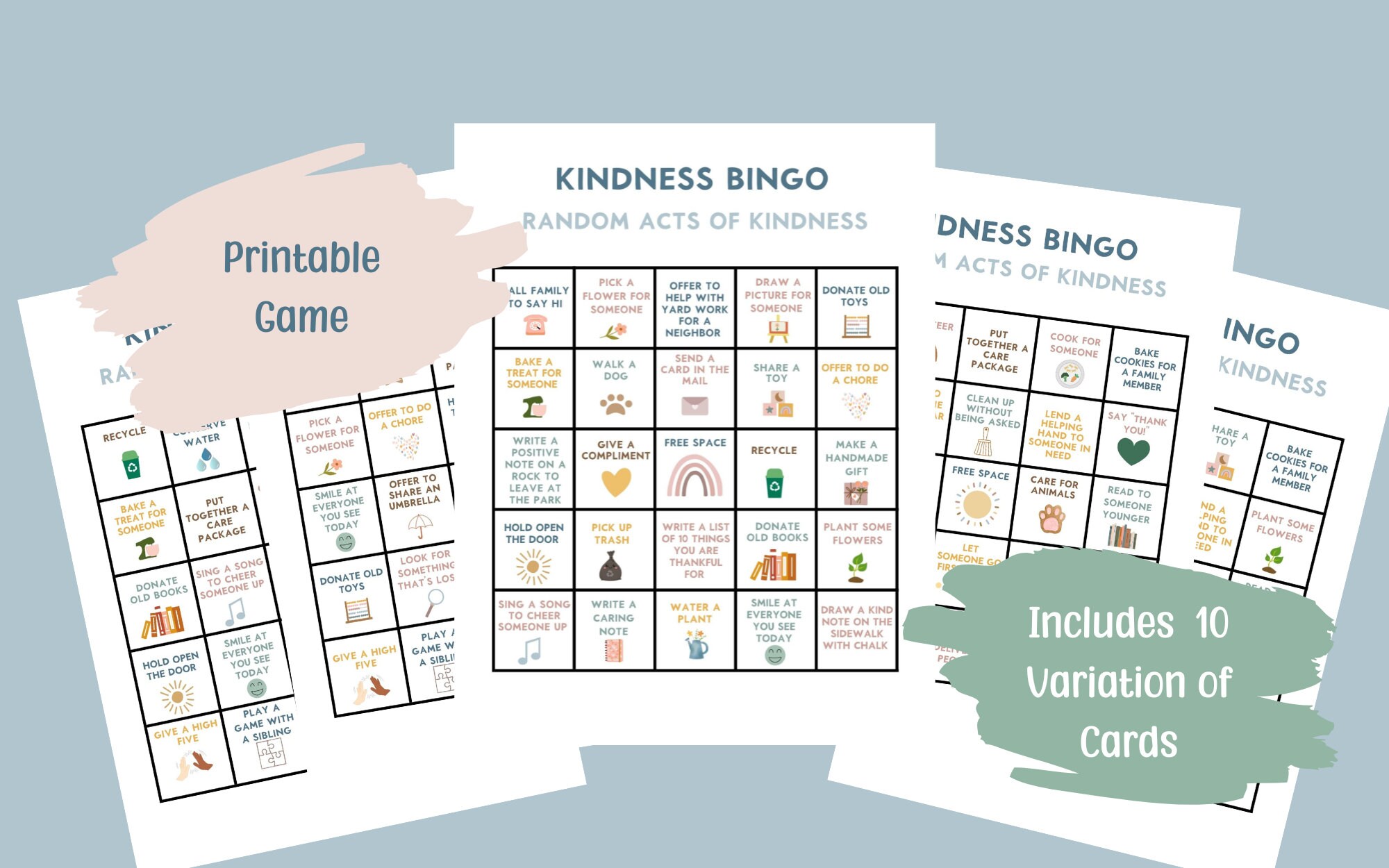Printable Kindness Bingo With Variations for Kids to Encourage Random ...
