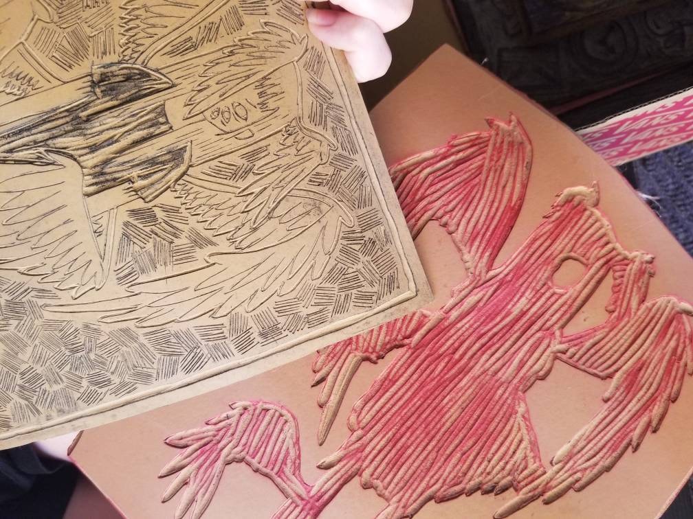 B-grade* Angel Wings Linocut Block Print 8.85"w X 11"h - Etsy