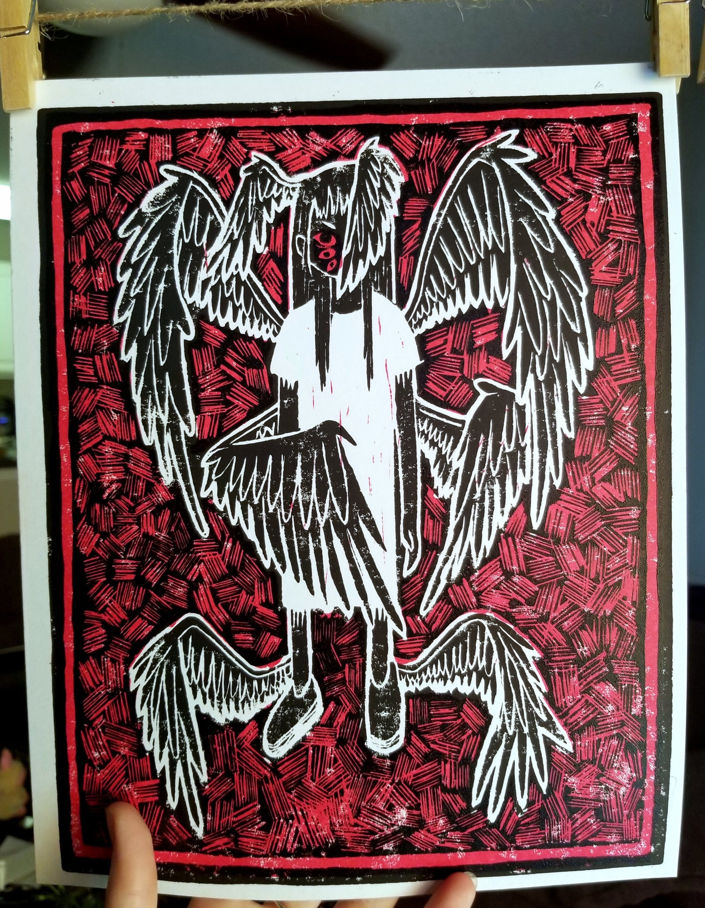 B-grade* Angel Wings Linocut Block Print 8.85"w X 11"h - Etsy