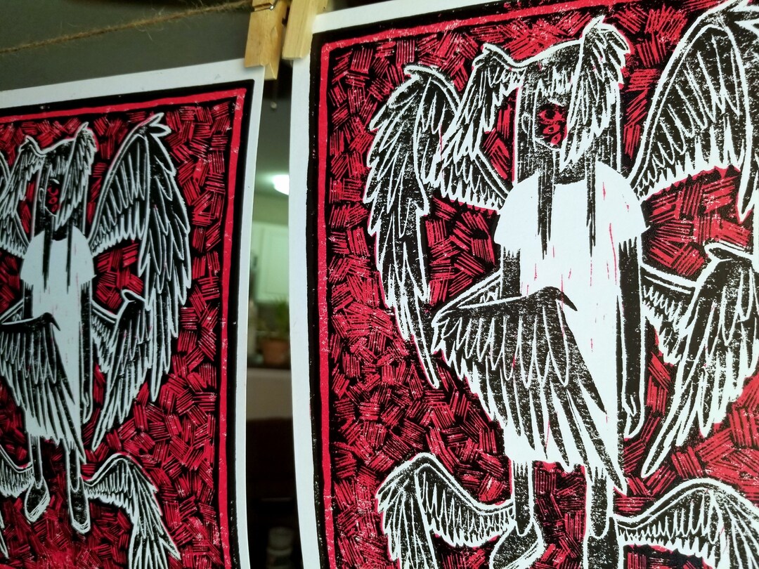 B-grade* Angel Wings Linocut Block Print 8.85"w X 11"h - Etsy