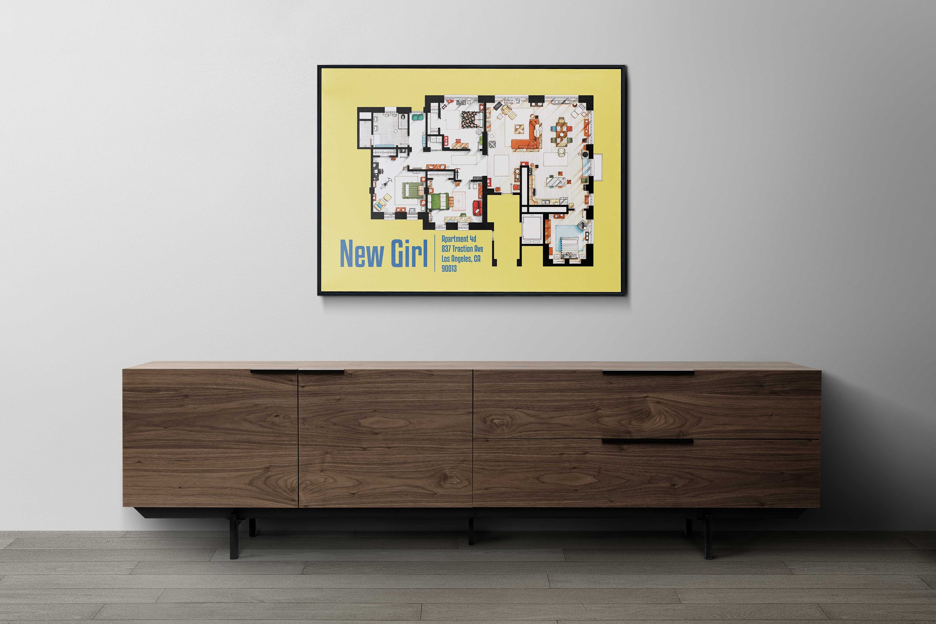 New Girl Floor Plan for Wall Art - New Girl Apartment Layout Digital ...