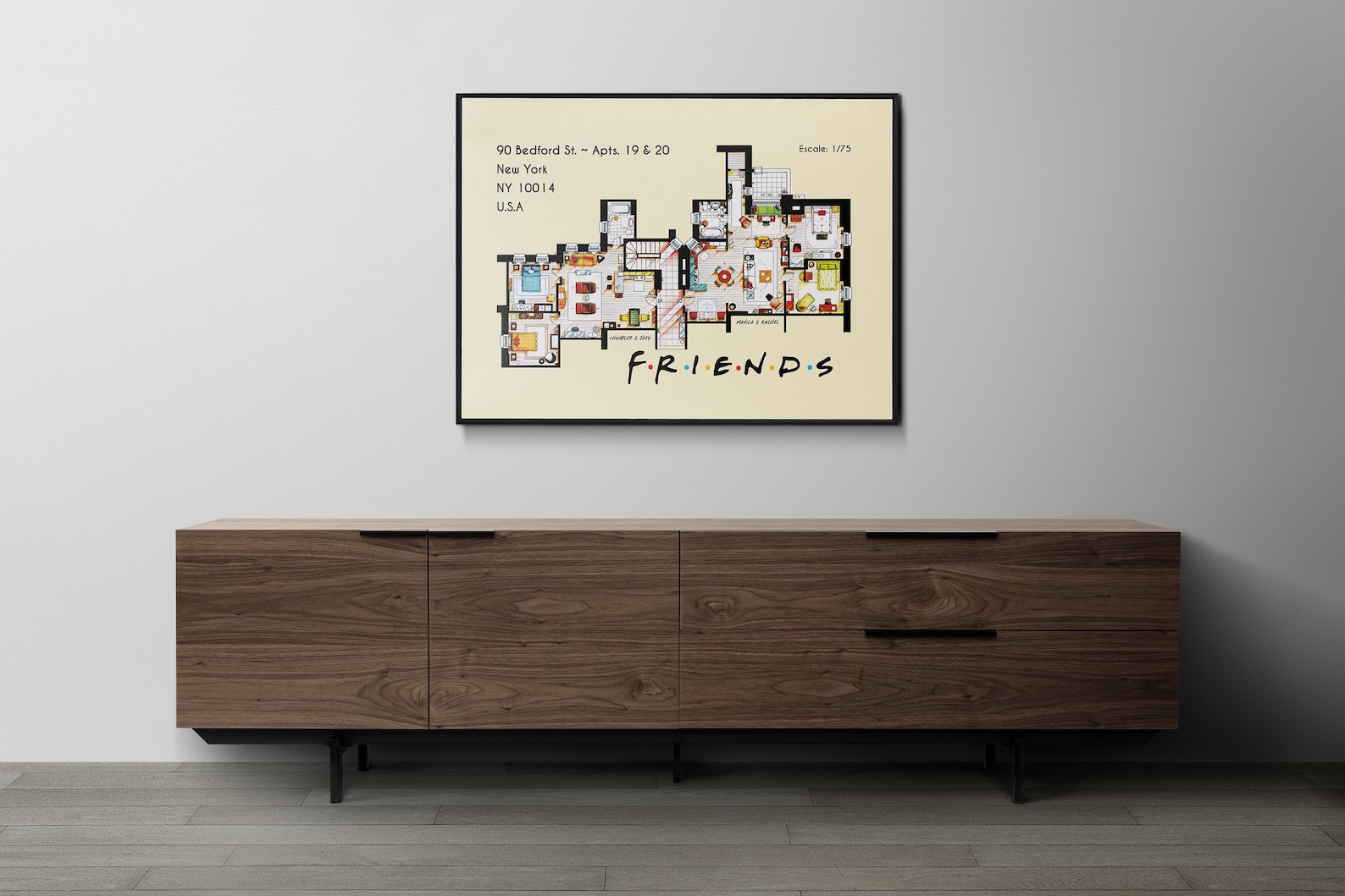 Friends Floor Plan Wall Art Unique High Quality Friends Apartment ...