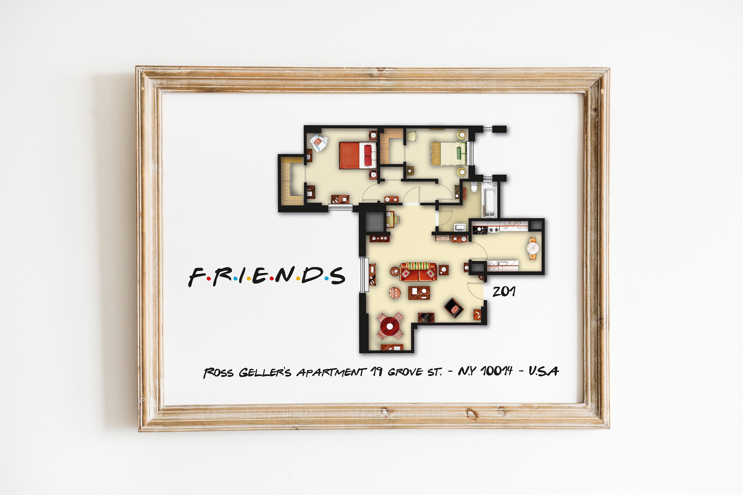 Friends Floor Plan Wall Art - Friends Apartment Layout Digital Print - Etsy