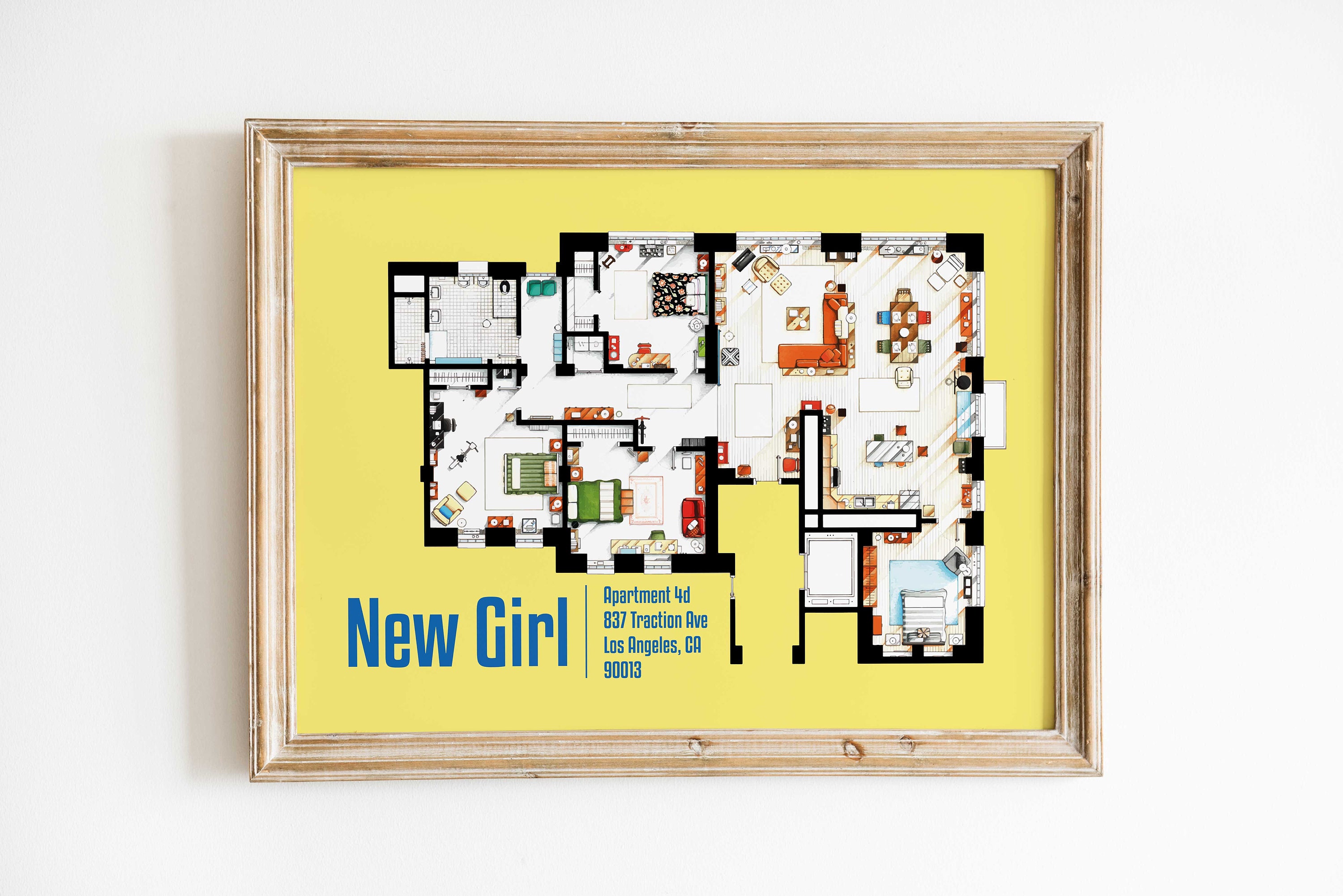 New Girl Floor Plan for Wall Art - New Girl Apartment Layout Digital ...