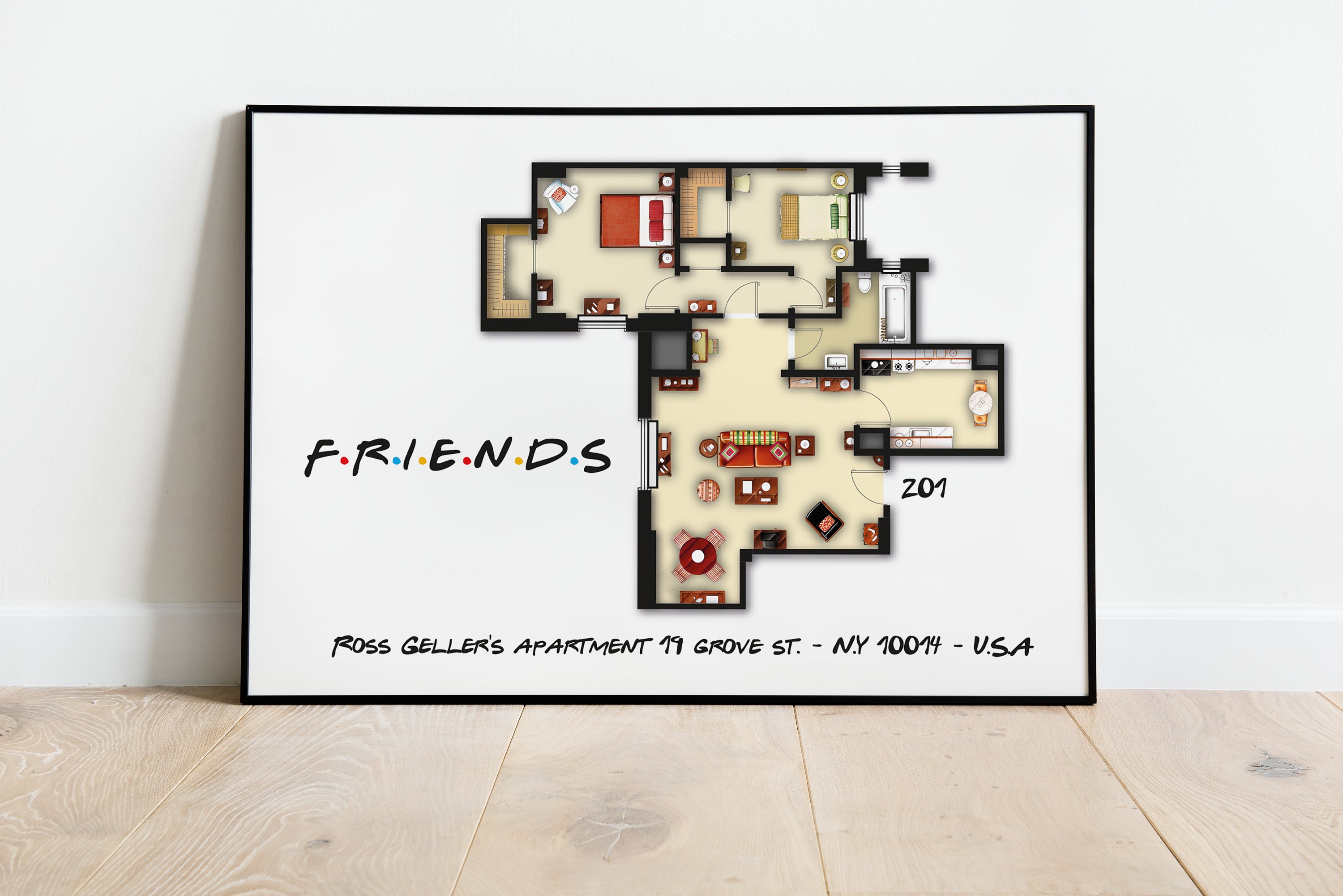 Friends Floor Plan Wall Art - Friends Apartment Layout Digital Print - Etsy