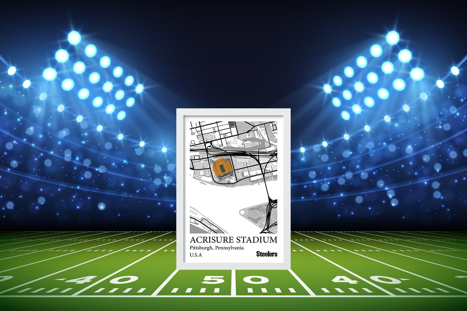 Heinz Field, Acrisure Stadium, Heinz Field Map, Stadium Print, Nfl ...