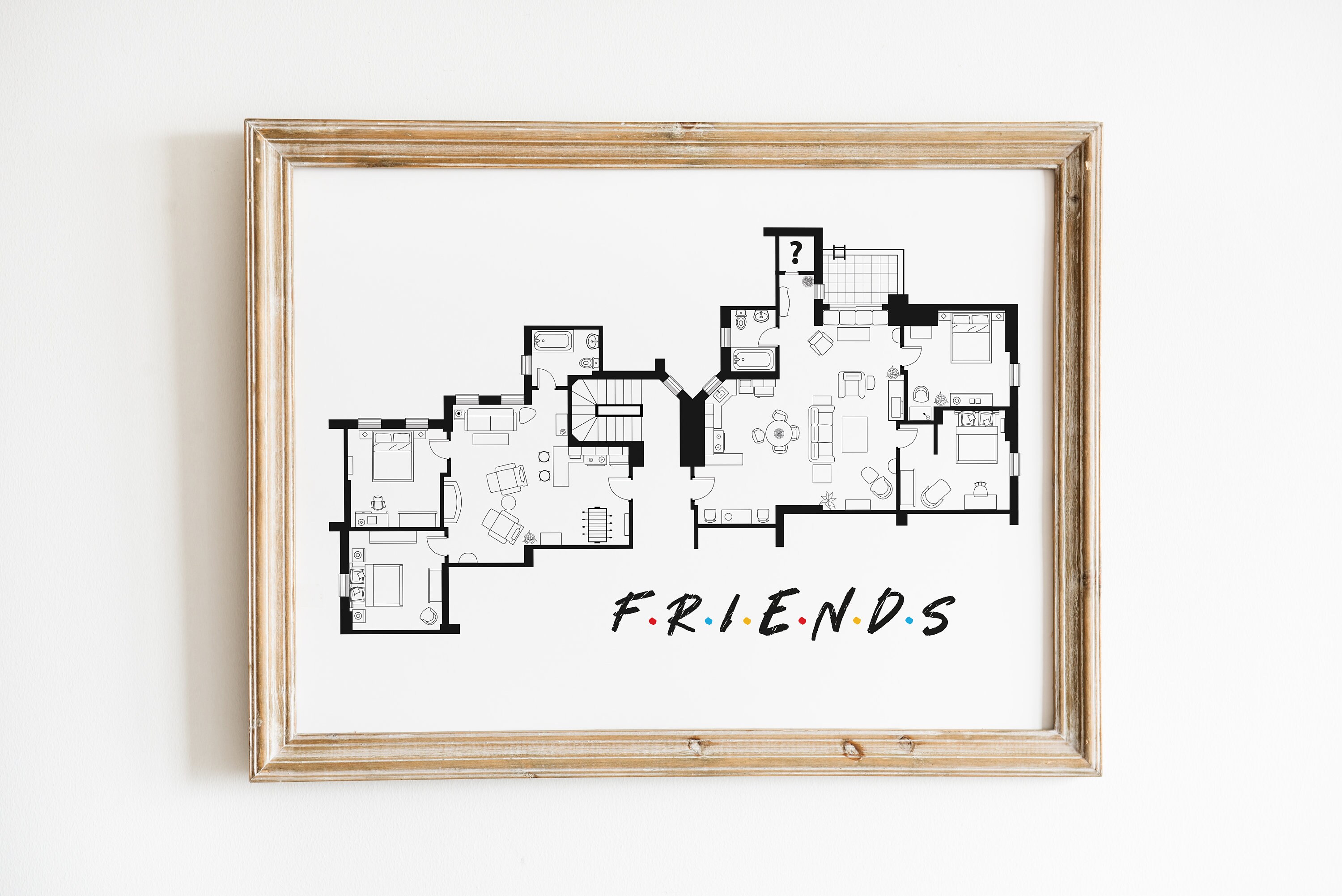Friends Floor Plan Wall Art - Friends Apartment Layout Digital Print - Etsy