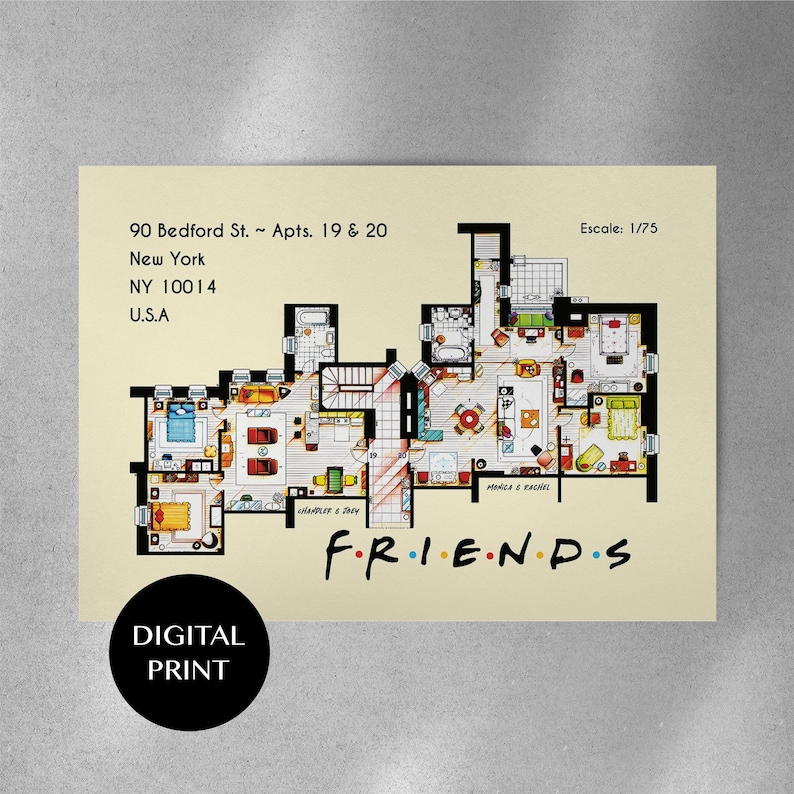 Friends Floor Plan Wall Art Unique High Quality Friends Apartment ...