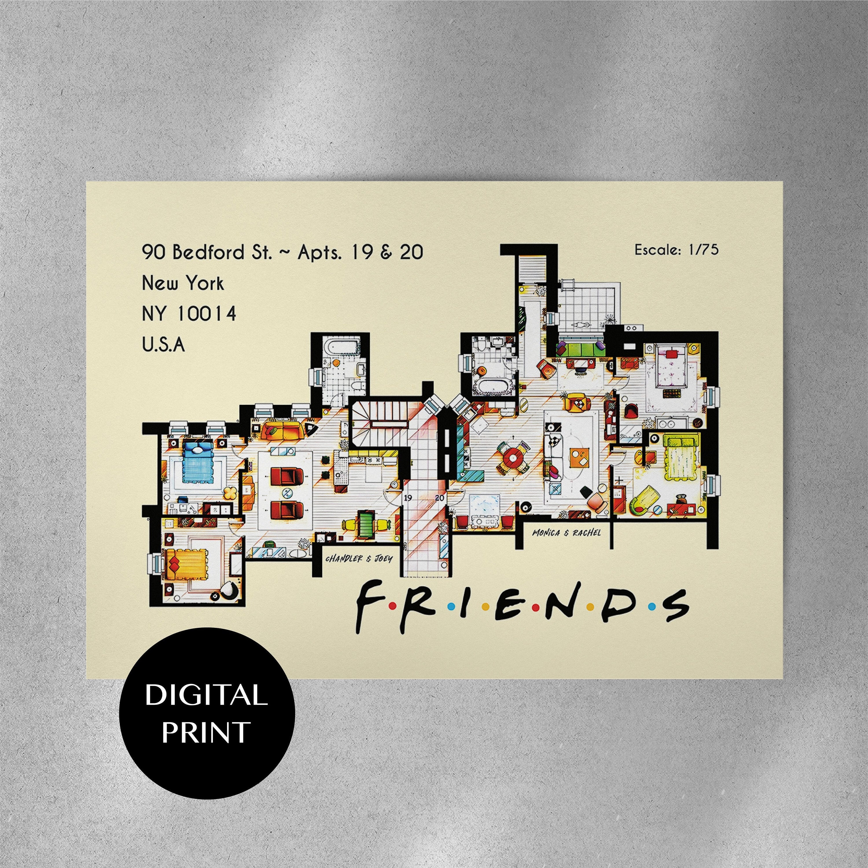 Friends Floor Plan Wall Art Unique High Quality Friends Apartment ...