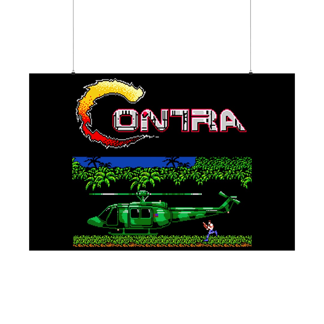 Contra Helicopter Escape End Screen NES 8 Bit Game Box Cover Famicom ...