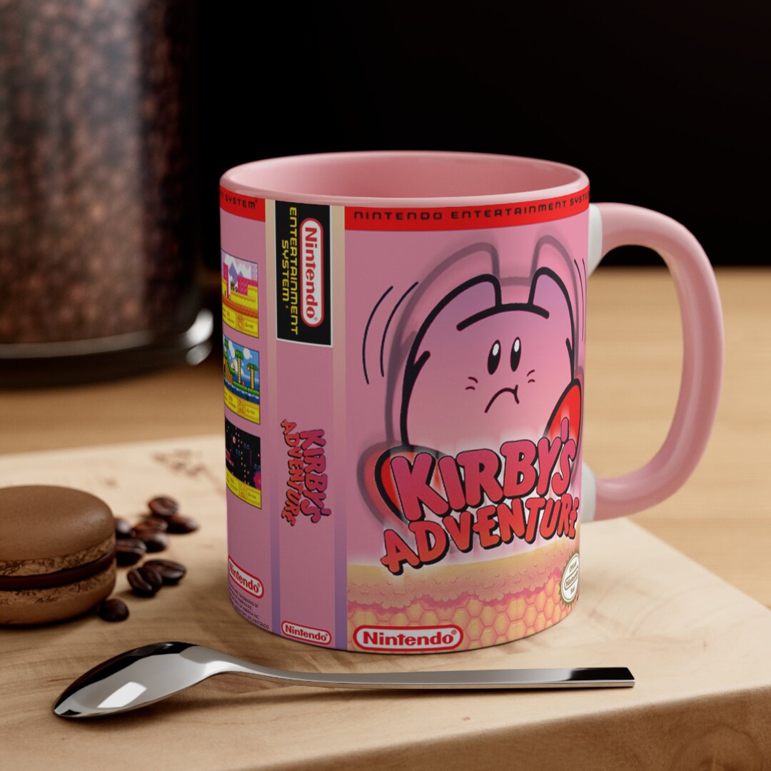 Kirbys Adventure NES 8 Bit Game Box Cover Famicom Accent Coffee Mug ...