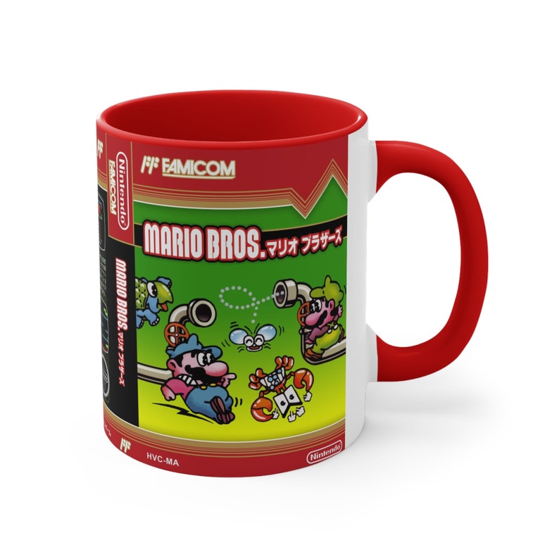 Mario Bros Pipe Game NES 8 Bit Game Box Cover Famicom Accent Coffee Mug ...