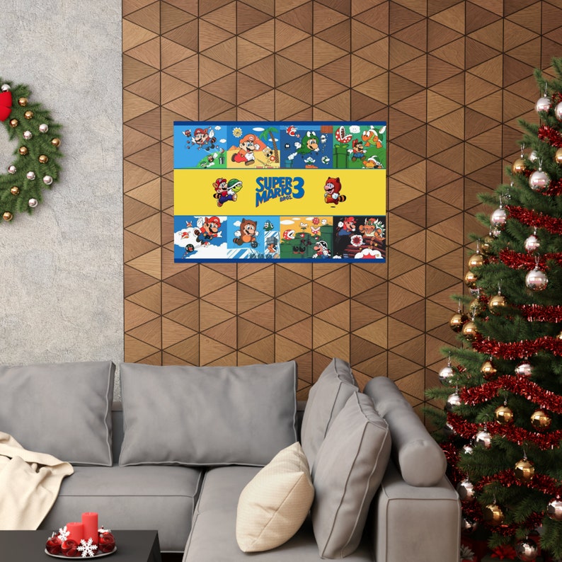 SMB 3 Mario Bros 3 NES 8 Bit Game Box Cover Famicom Matte Horizontal ...