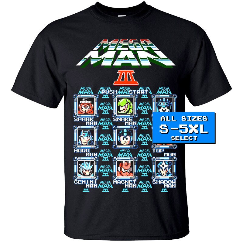 Rockman Megaman 3 Boss Screen T Shirt BLACK All Sizes S-5XL 100% Cotton ...