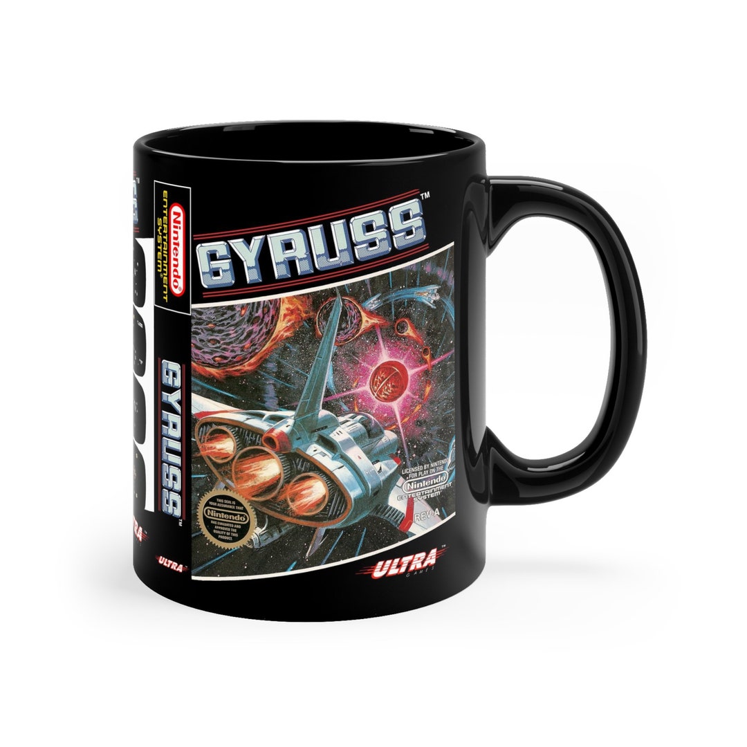 Gyruss NES 8 Bit Game Box Cover Famicom Accent Coffee Mug 11oz Black ...