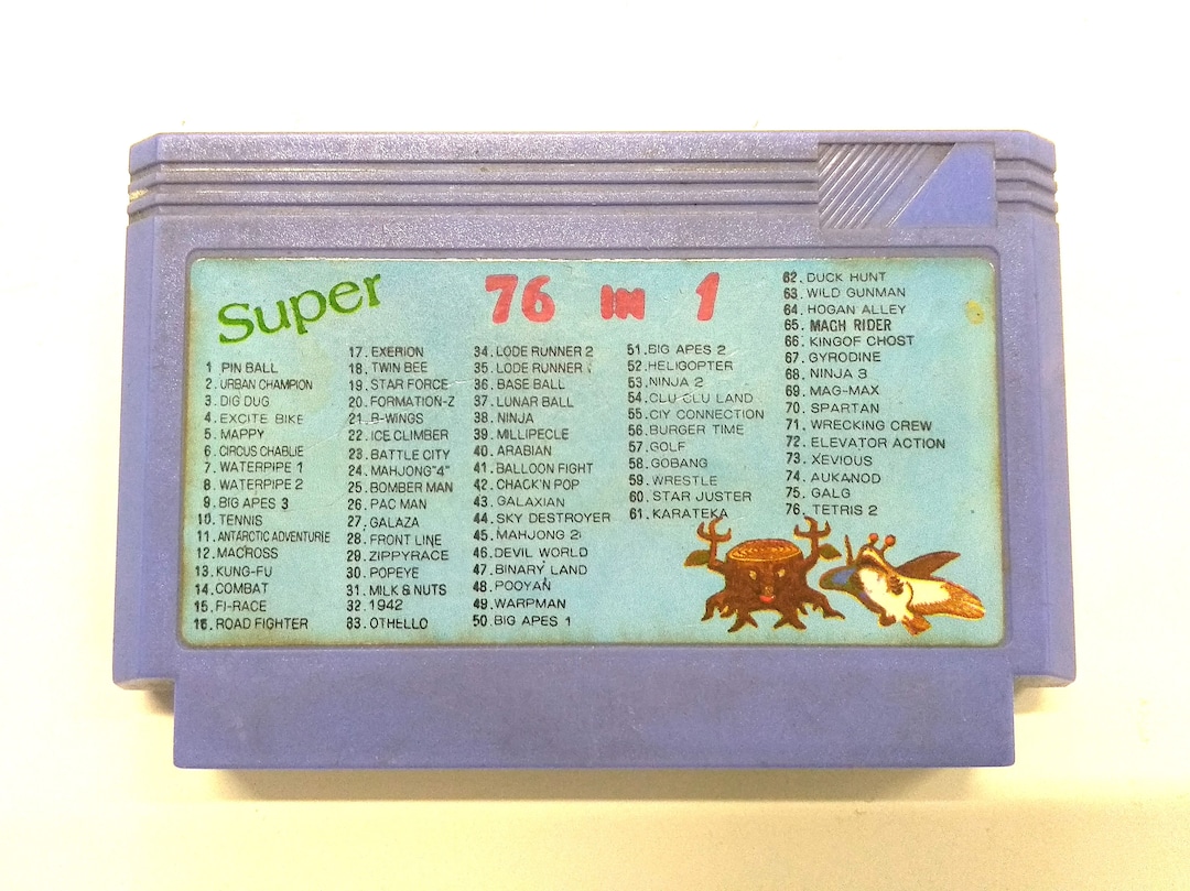 76 in 1 Game 90s RARE Famicom Nes Game Cartridge 8bit Mario Popeye Duck ...