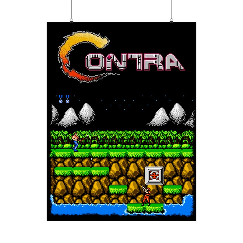 Contra Stage 1 Jungle NES 8 Bit Game Box Cover Famicom Matte Vertical ...