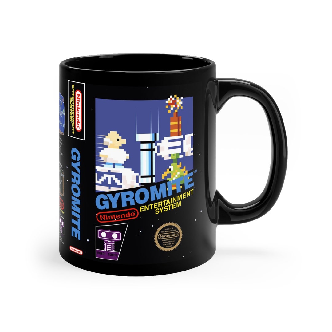 Gyromite NES 8 Bit Game Box Cover Famicom Accent Coffee Mug 11oz Black ...