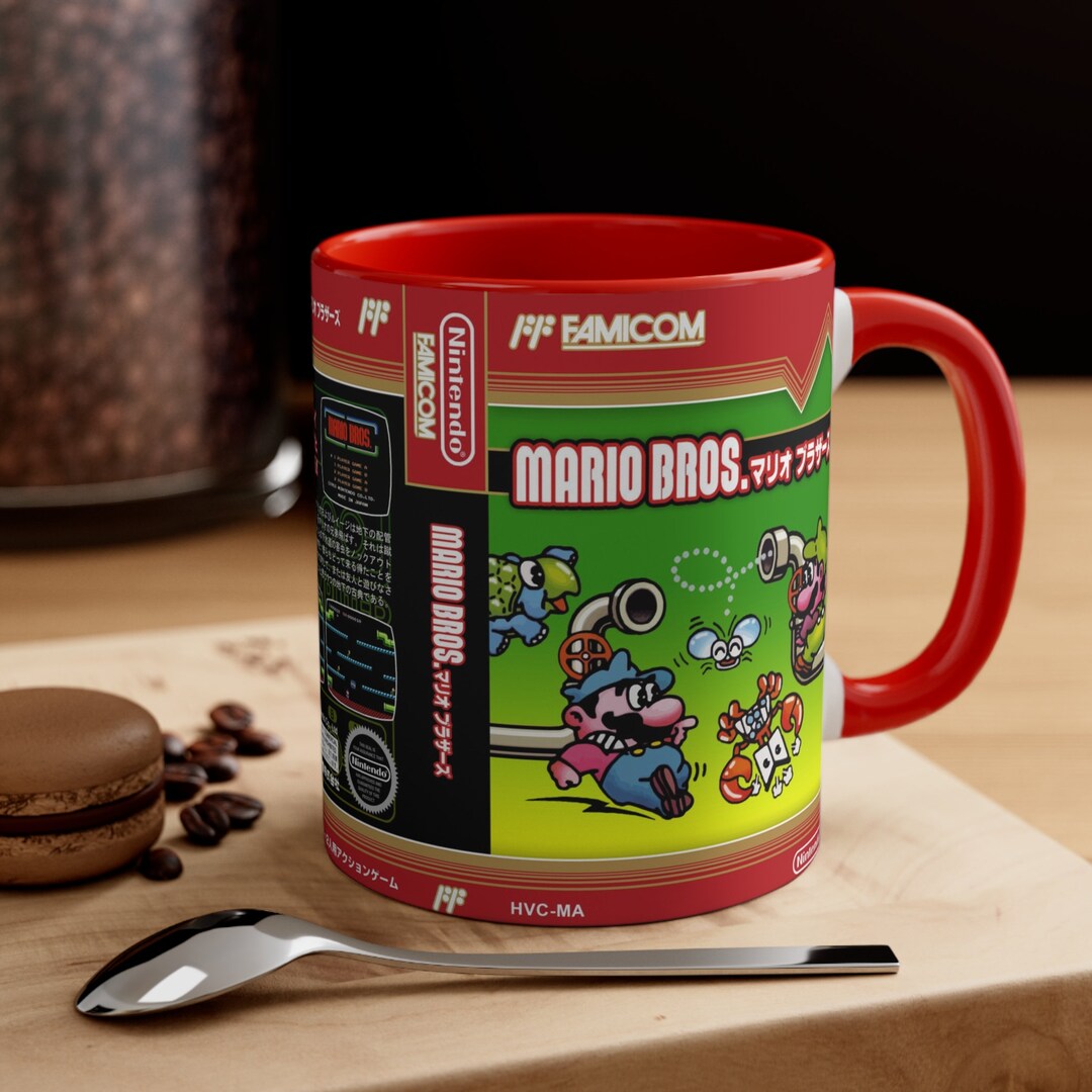 Mario Bros Pipe Game NES 8 Bit Game Box Cover Famicom Accent Coffee Mug ...