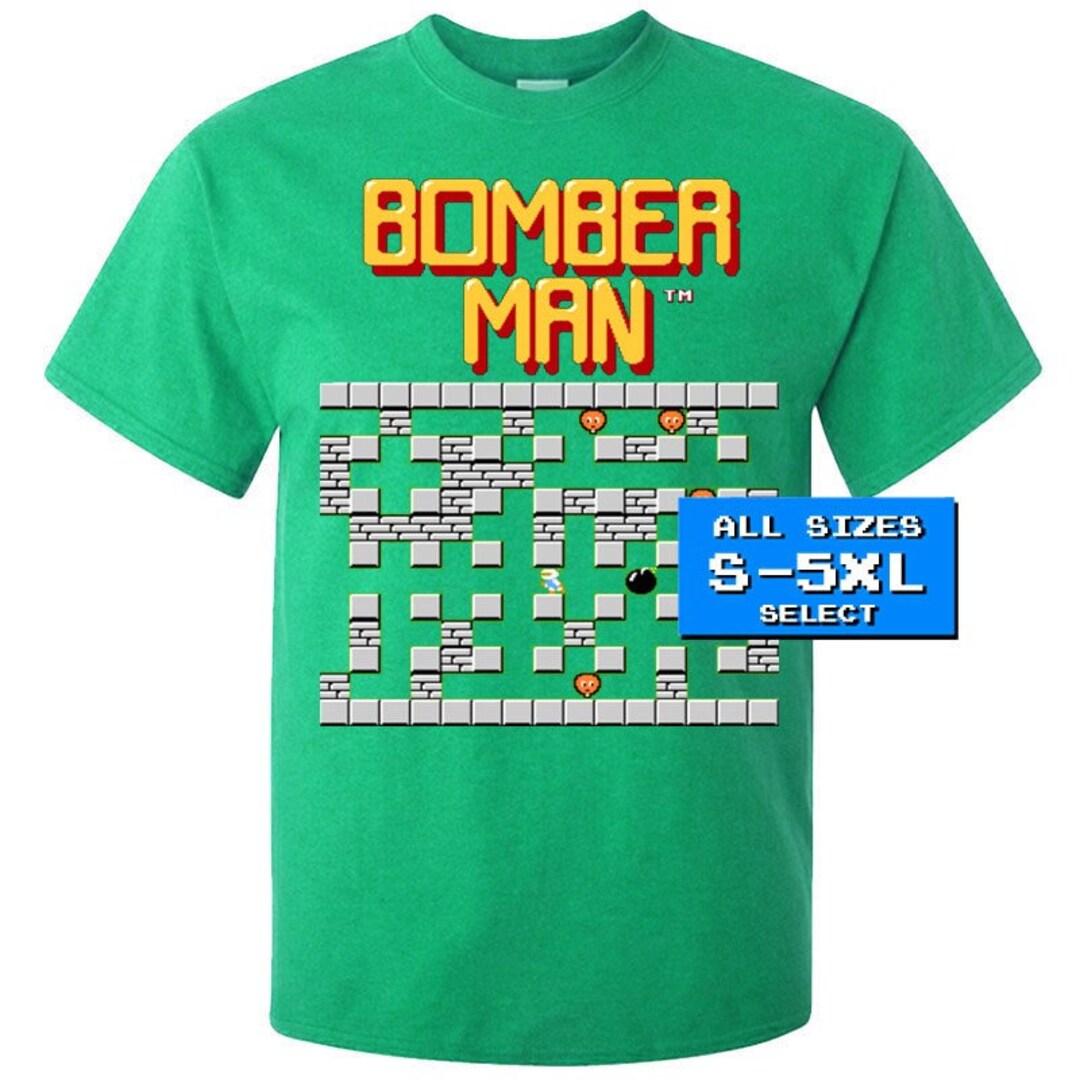 Bomberman 1 Screen T Shirt BLACK All Sizes S-5XL 100% Cotton NES ...