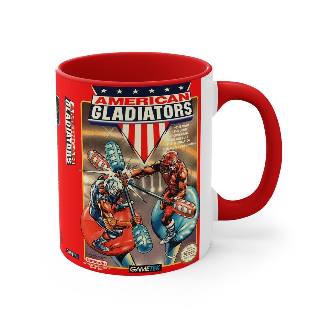 American Gladiators NES 8 Bit Game Box Cover Famicom Accent Coffee Mug ...