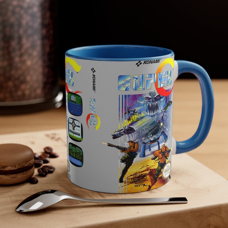 Super Contra Force NES 8 Bit Game Box Cover Famicom Accent Coffee Mug ...