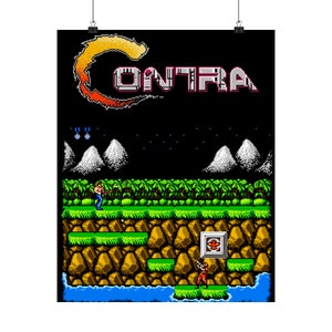 Contra Stage 1 Jungle NES 8 Bit Game Box Cover Famicom Matte Vertical ...