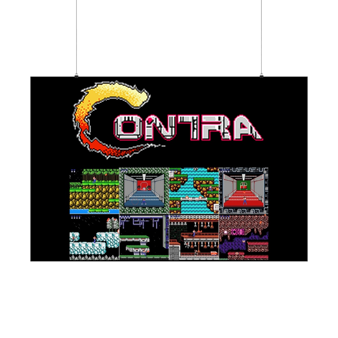 Contra All Stages Screen NES 8 Bit Game Box Cover Famicom Matte ...