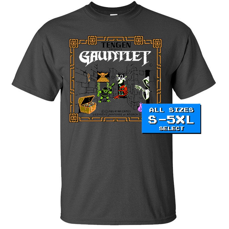 Gauntlet Start Screen T Shirt BLACK All Sizes S-5XL 100% Cotton NES ...