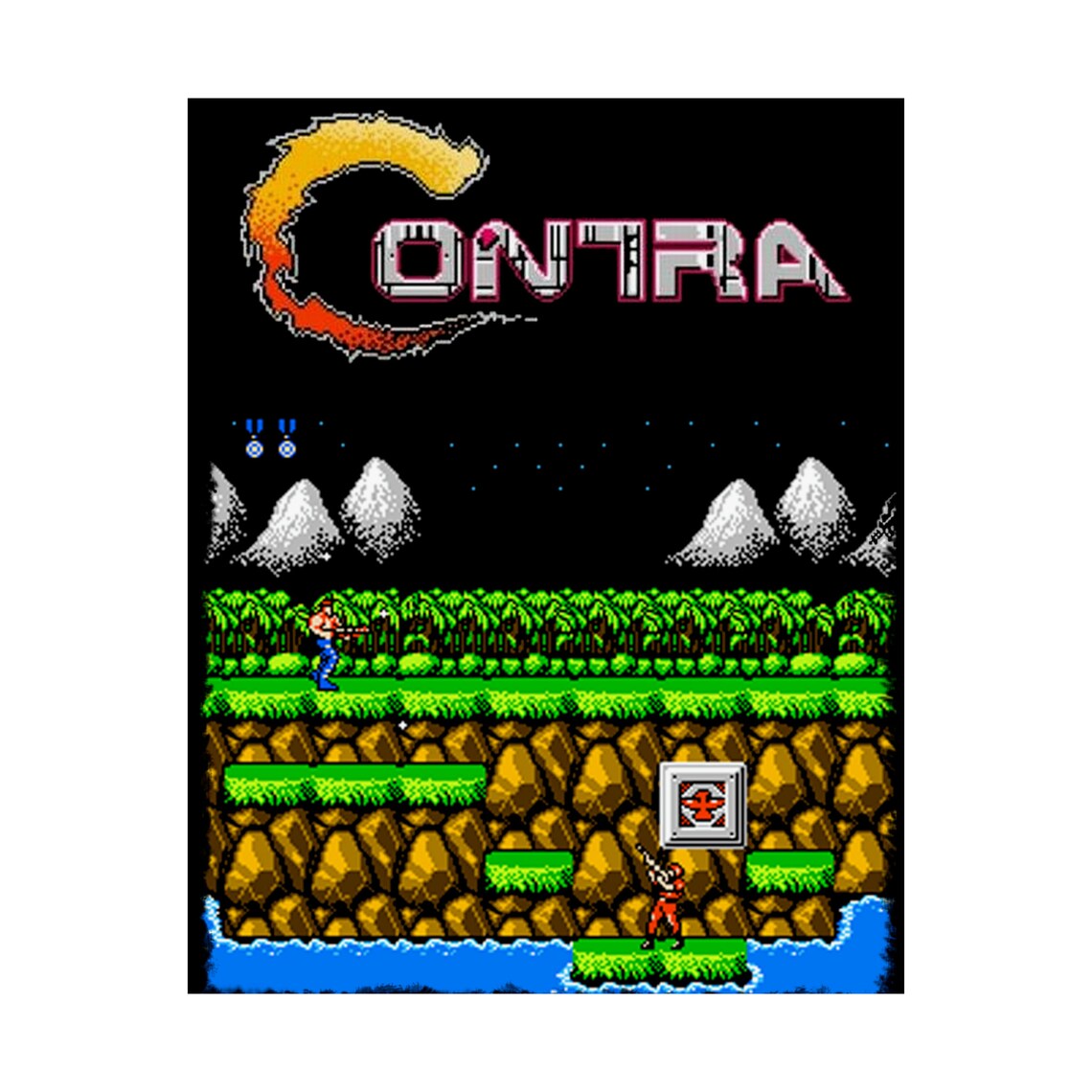 Contra Stage 1 Jungle NES 8 Bit Game Box Cover Famicom Matte Vertical ...