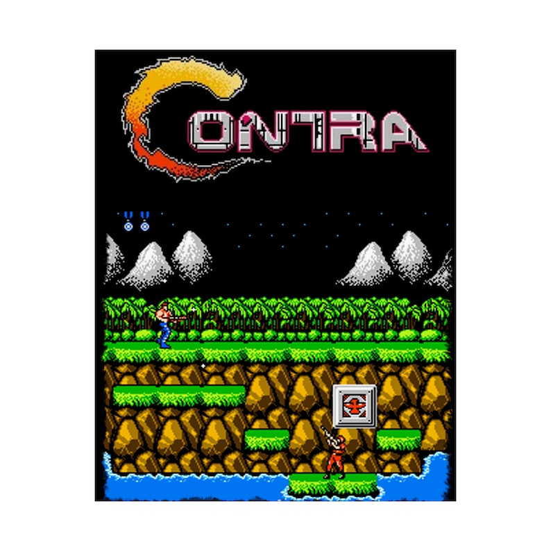 Contra Stage 1 Jungle NES 8 Bit Game Box Cover Famicom Matte Vertical ...