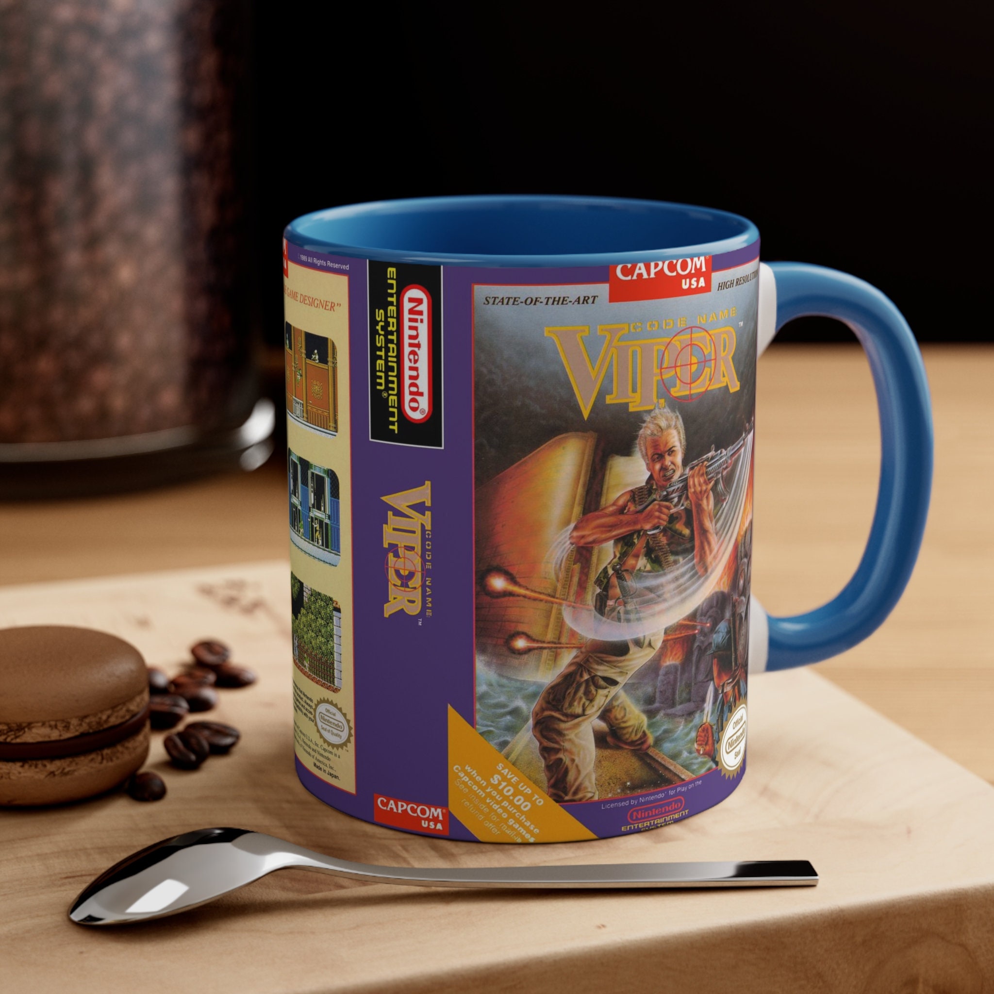 Code Name: Viper NES 8 Bit Game Box Cover Famicom Accent Coffee Mug, 11 ...