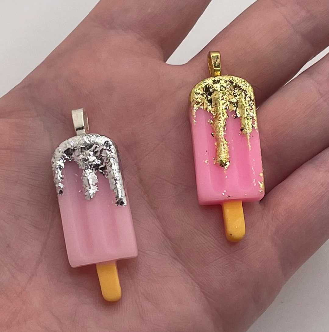Pink and Gold or Silver Drip Popsicles Made With Gold Leaf - Etsy