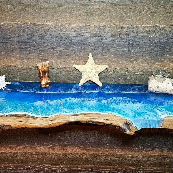 Live Edge and Resin Floating Shelves - Etsy