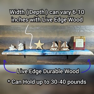 Live Edge Wooden Shelf With Beach Ocean Resin Waves / Wood and Epoxy ...