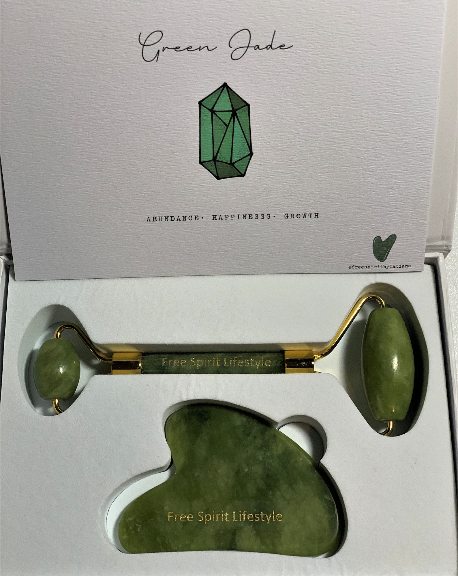 Jade Roller Gua Sha Set - Natural Stone - Face Roller Skin Massager for ...