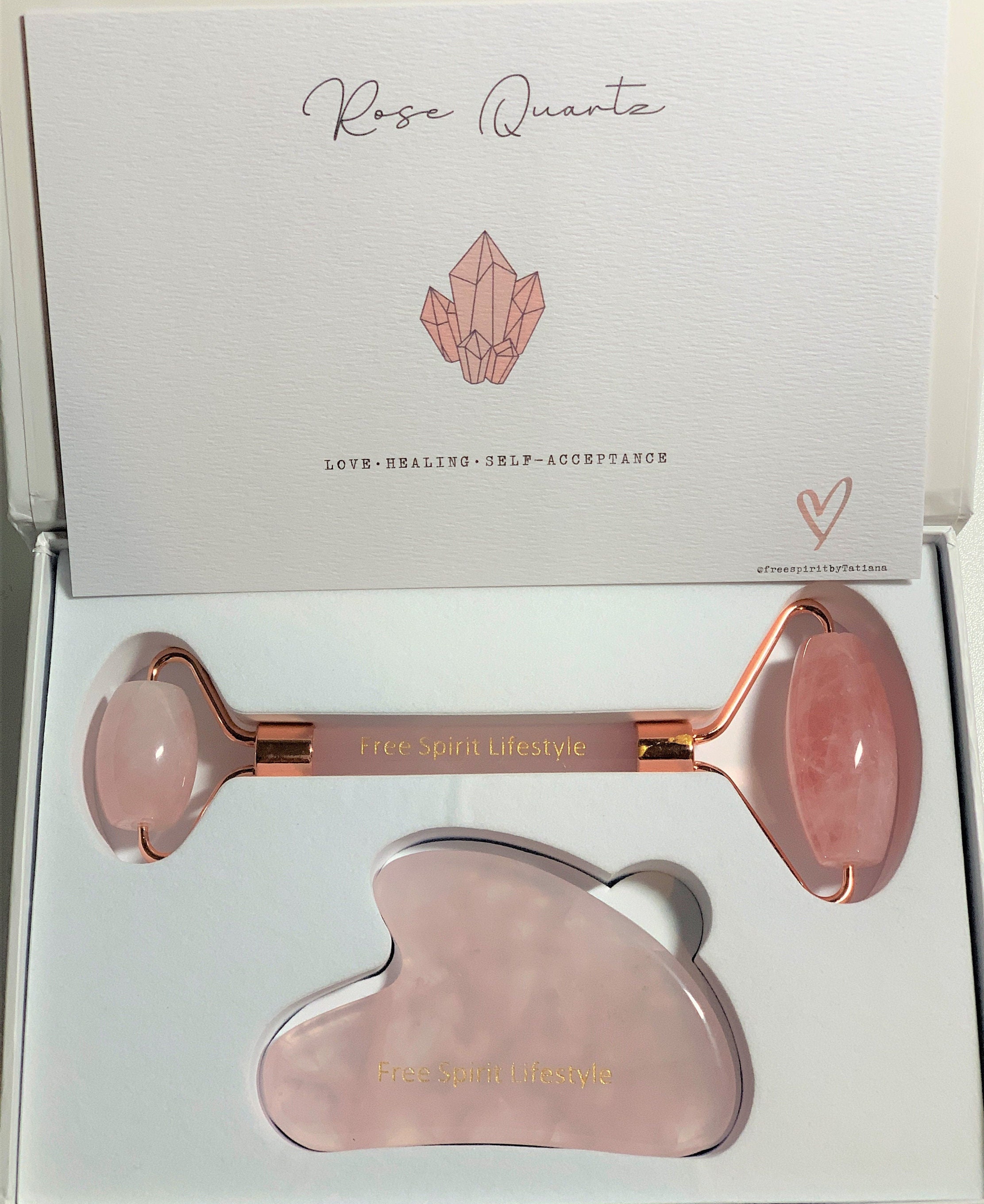 Jade Roller Gua Sha Set - Natural Stone - Face Roller Skin Massager for ...