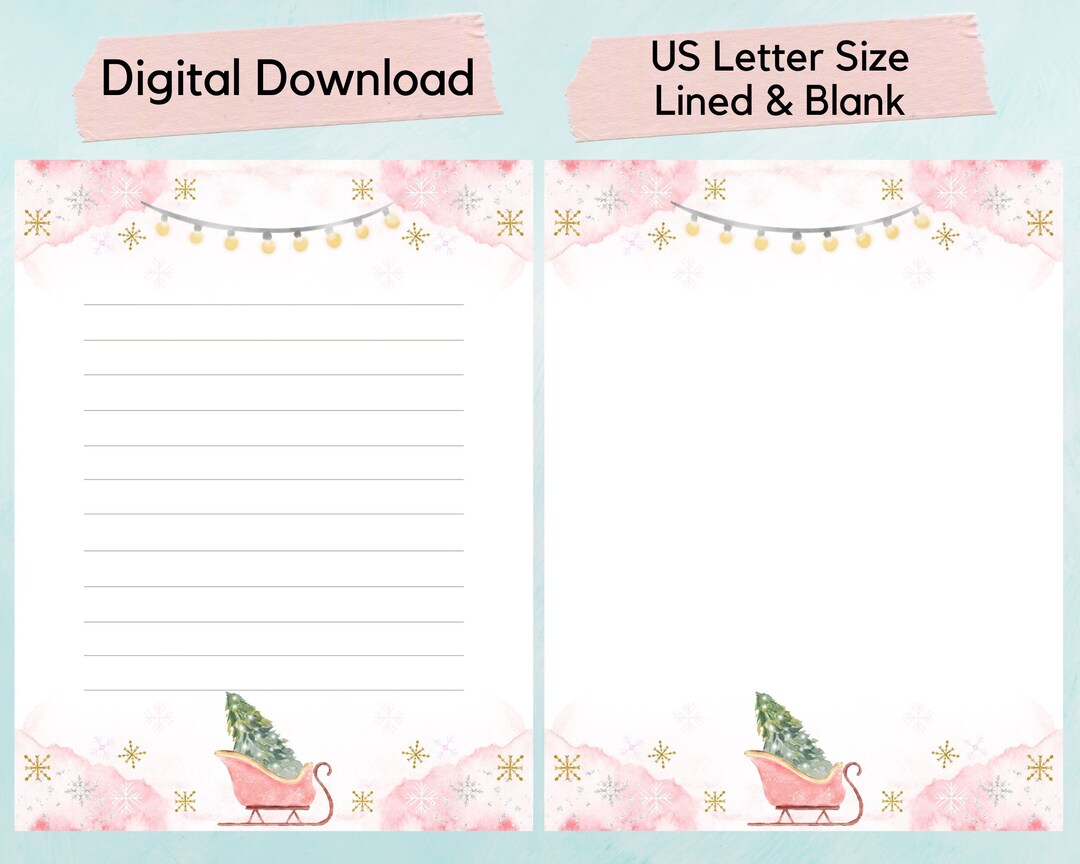 PRINTABLE Christmas Tree Letter Paper, Snowflake Writing Paper, Sleigh ...