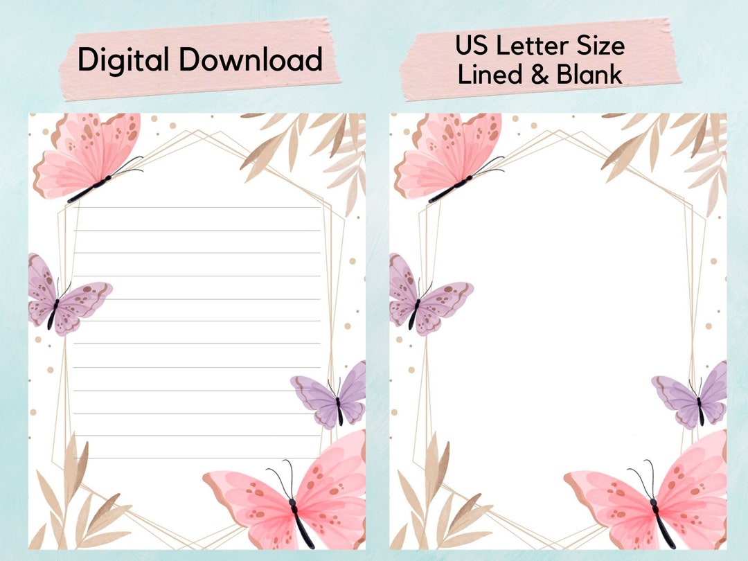 Butterfly Printable Writing Paper, Butterfly Letter Writing Paper ...